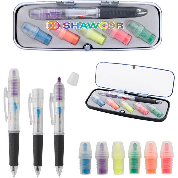 Printed Tri-Color Pen and Highlighter Set