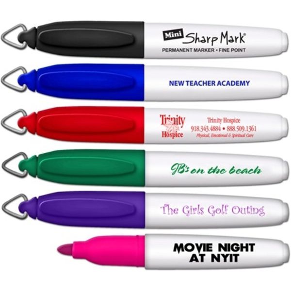 Printed Mini Sharp Mark Permanent Marker with Key Ring Cap
