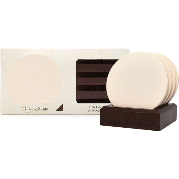 Promotional CoasterStone Dark Wood Stand Gift Set w/ 4 Round Coasters